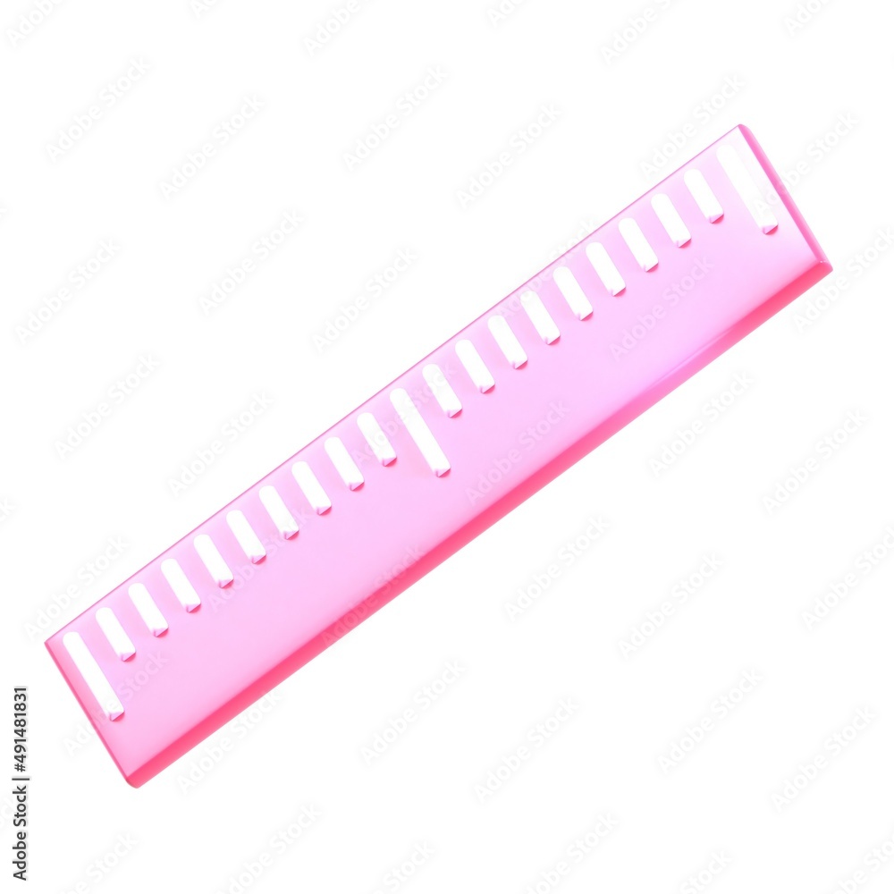 3d render illustration pink plastic tape ruler isolated on white ...