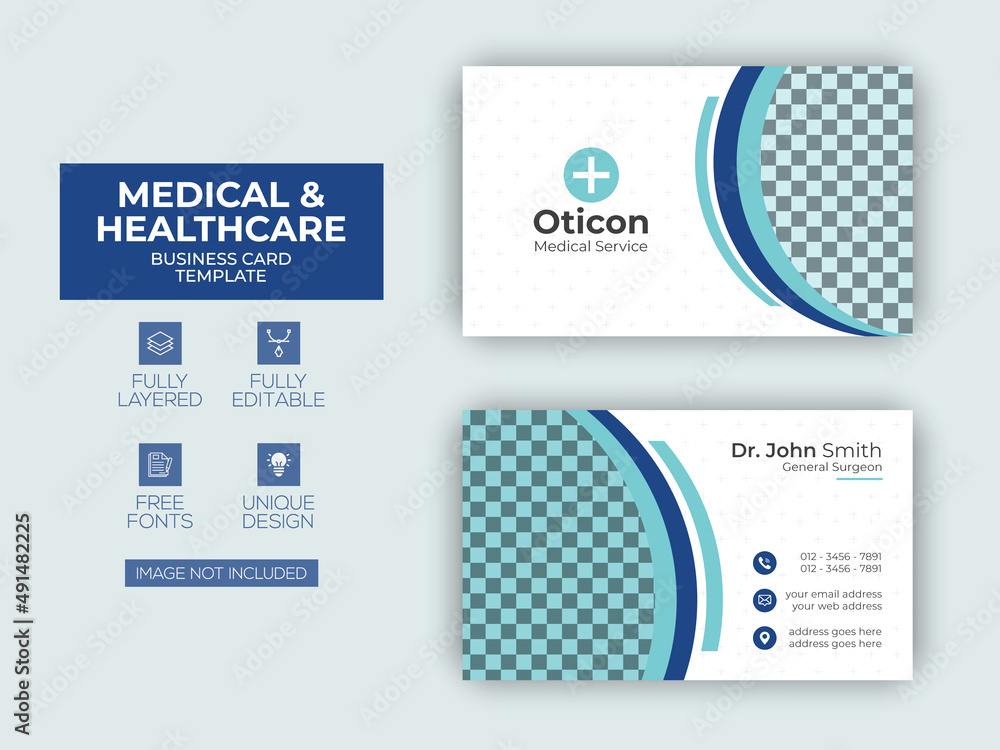 Medical & Healthcare or doctor business card or visiting card template ...