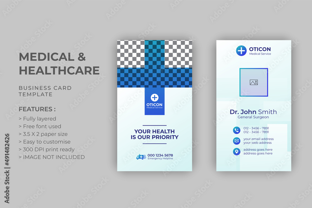 Medical & Healthcare or doctor business card or visiting card template ...