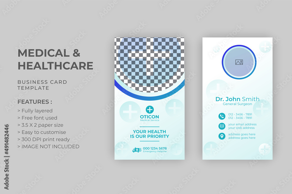 Medical & Healthcare or doctor business card or visiting card template ...