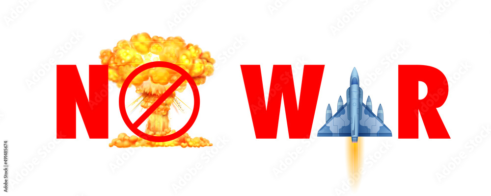 atom bomb nuclear explosion with stop sign for peace background showing ...