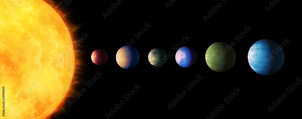 Planets from another star system near the sun. Extrasolar system with a ...