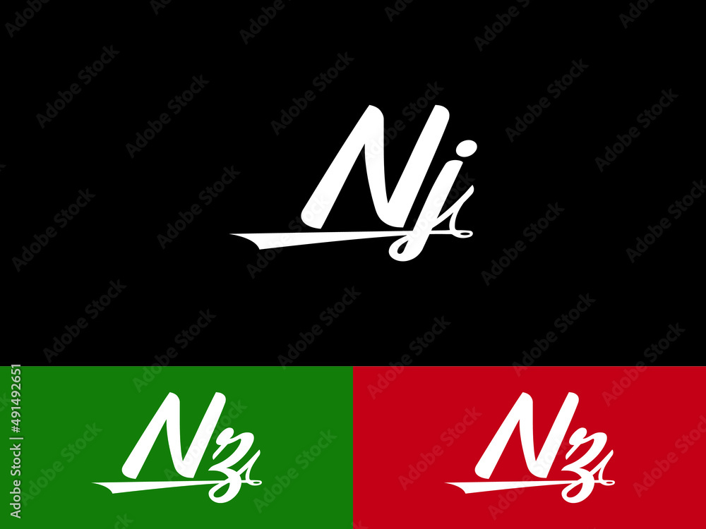 Minimal NJ Initial Logo, Signature Nj jn Letter Shape Logo Image Design ...