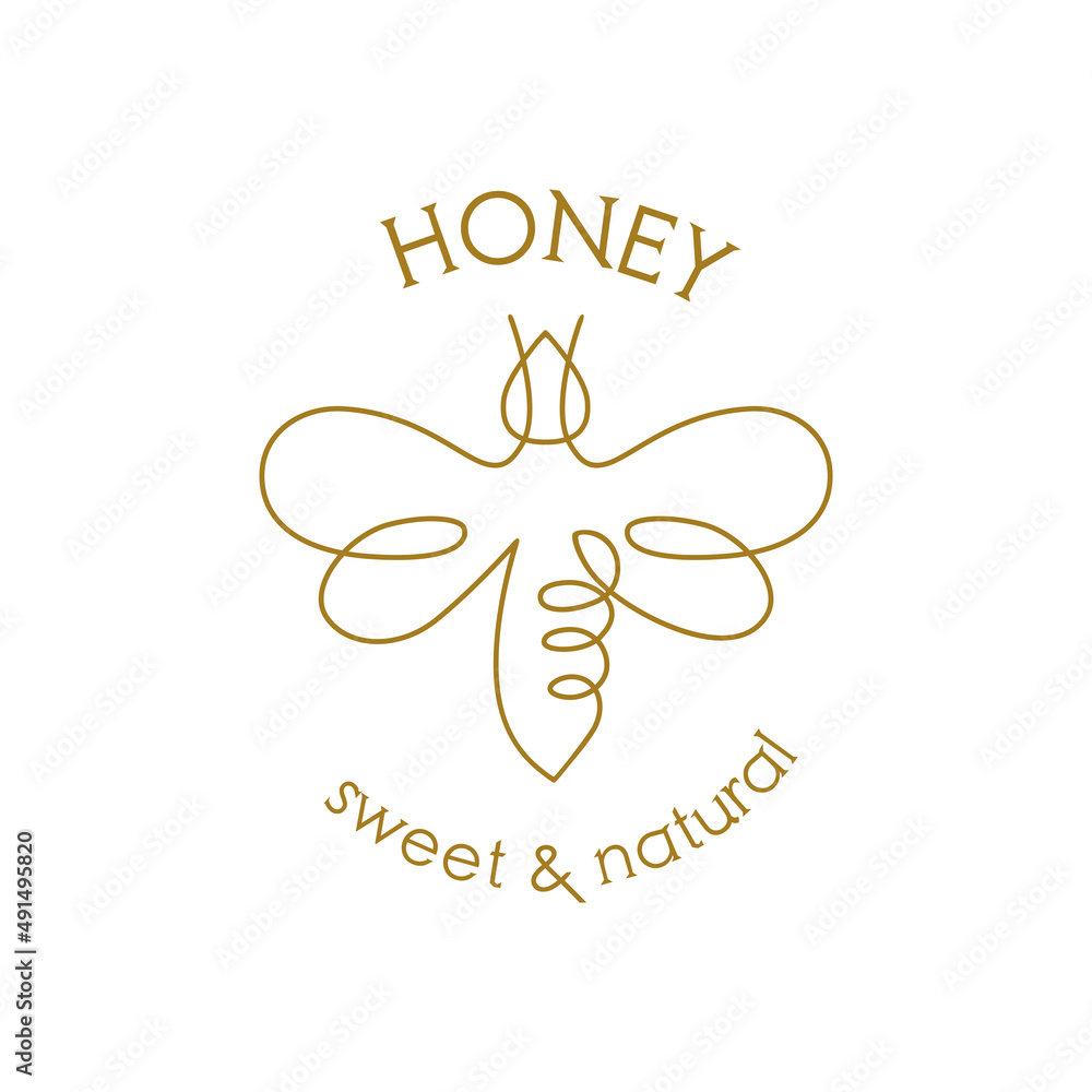 Bee one line draw. Bee one continuous line drawing logo. Honey brand ...