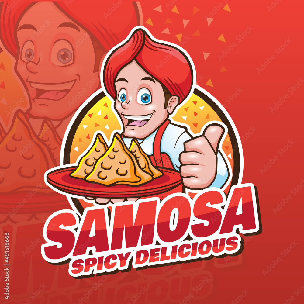 Samosa Chef Mascot Vector Design Stock Vector | Adobe Stock