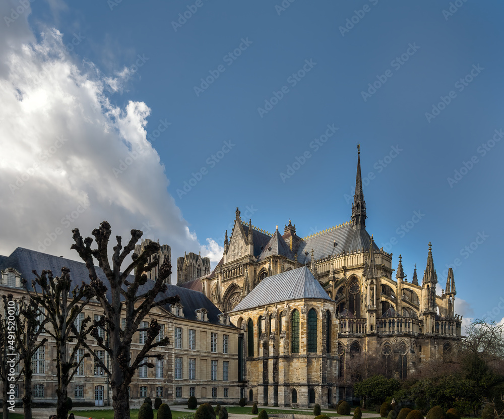 Back of Reims cathedral, traditional location for the coronation of the ...