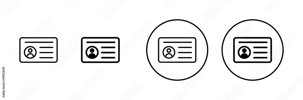 License icons set. ID card icon. driver license, staff identification ...