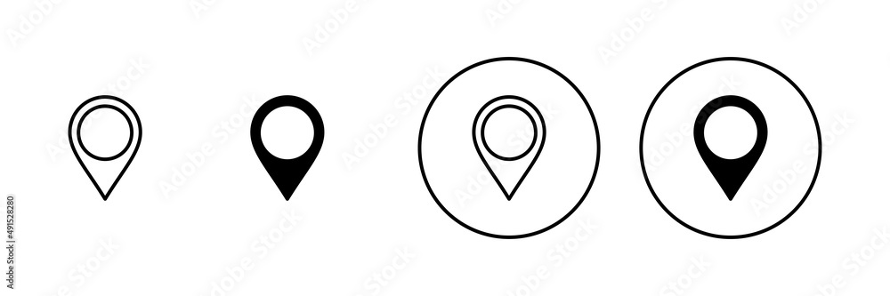 Pin icons set. Location sign and symbol. destination icon. map pin ...