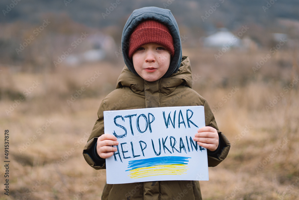 War of Russia against Ukraine. Ukrainian Crying boy asks to stop the ...
