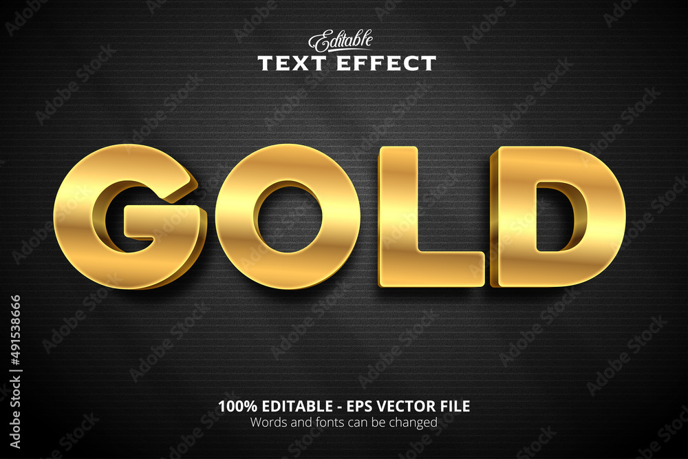 Editable text effect, Black background, Gold text Stock Vector | Adobe ...