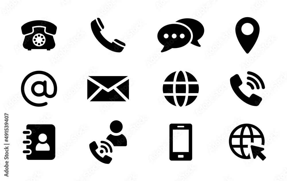 Contact icon collection isolated on white background. Stock Vector ...