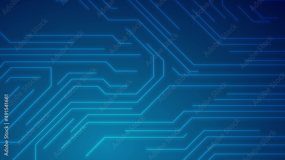 Abstract glowing blue tech circuit board lines background Stock ...