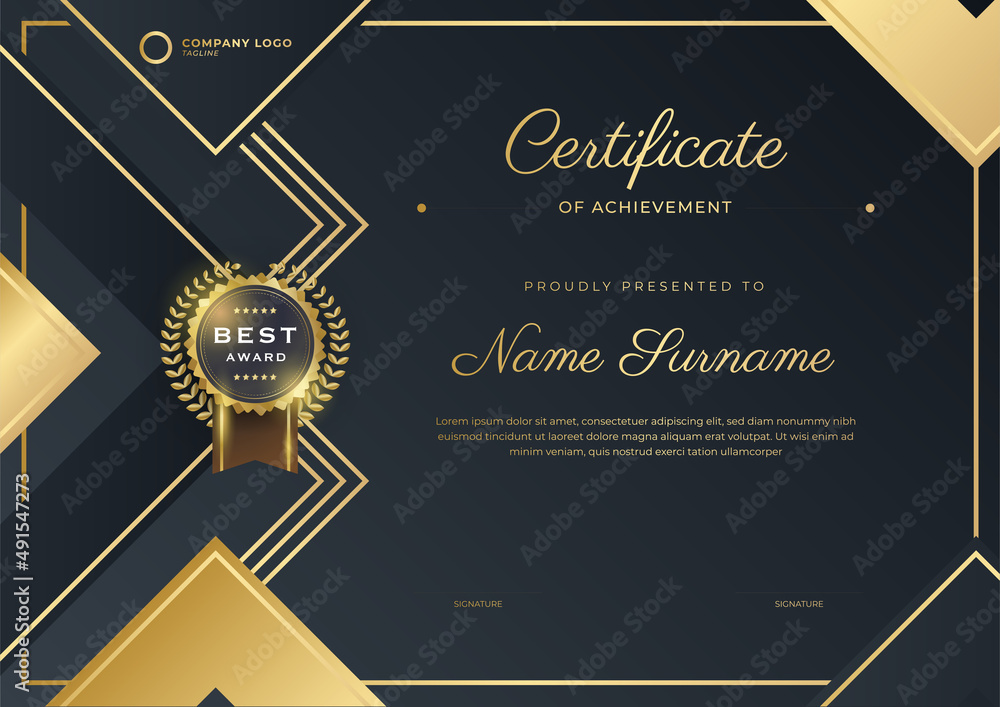 Gold black certificate design in professional style. Elegant, clean and ...