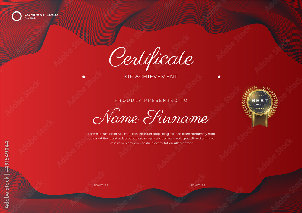 Black and red certificate design in professional style. Elegant, clean ...