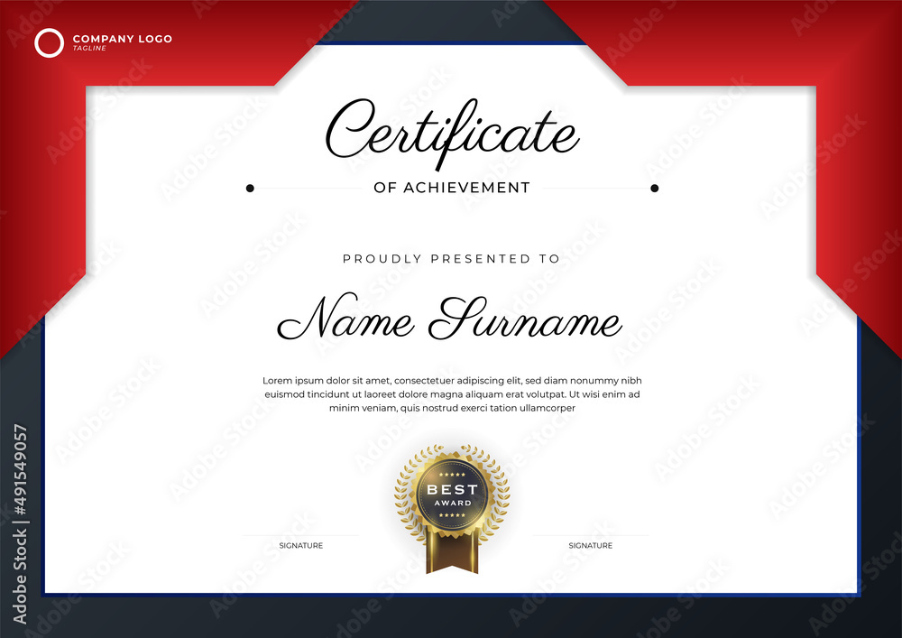 Black and red certificate design in professional style. Elegant, clean ...