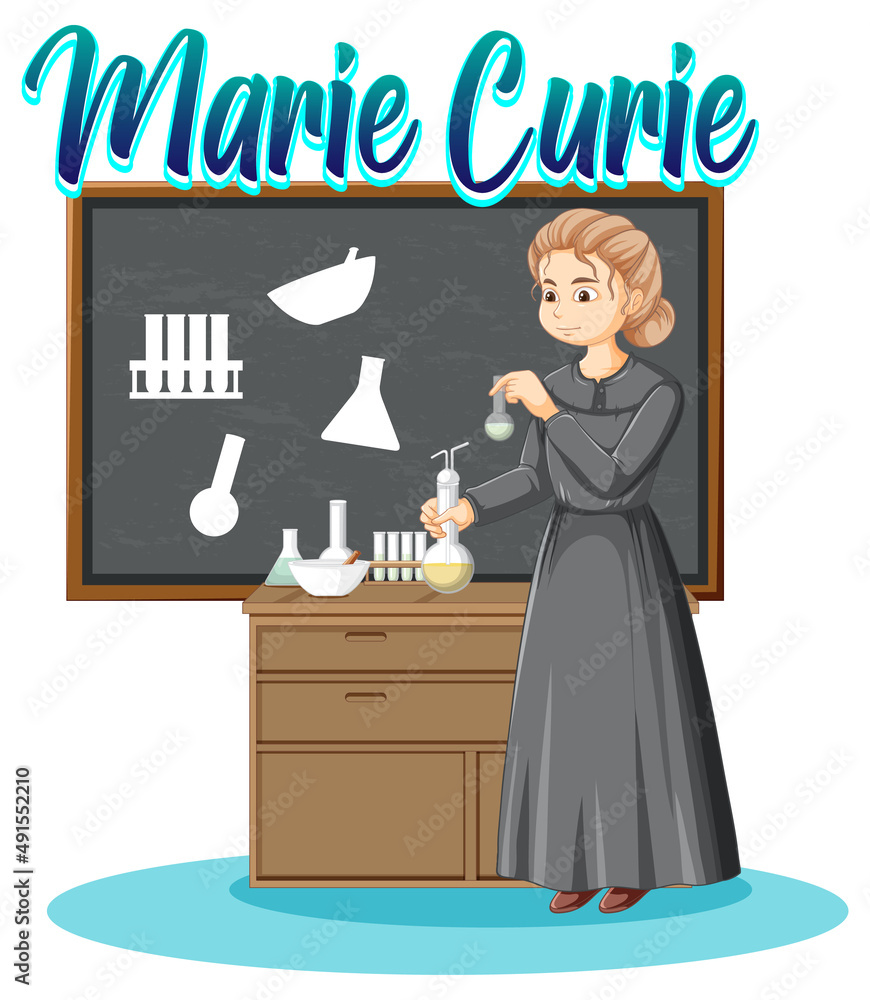 Poster Portrait of Marie Curie in cartoon style – Wall Art | UkPosters