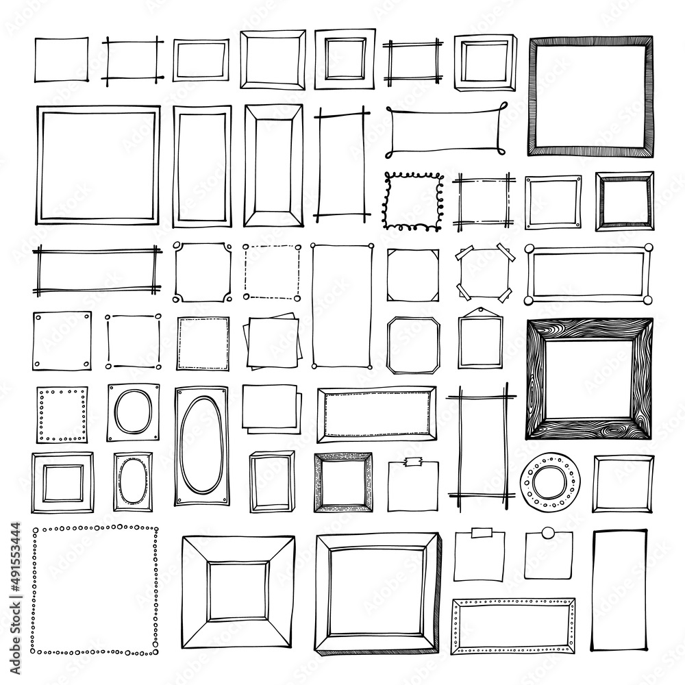 Frame Doodle vector set. Drawing sketch illustration hand drawn line ...