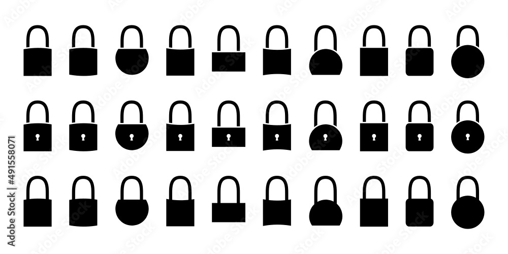 Set of lock. Padlock collection vector icon design with different ...