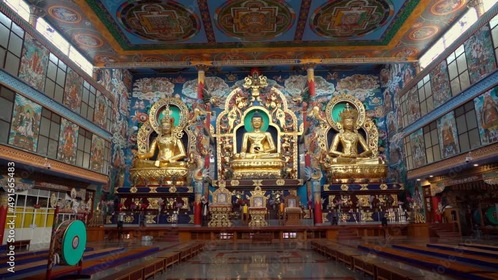 Stockvideo Different statues of Lord Buddha in a Buddhist monastery ...