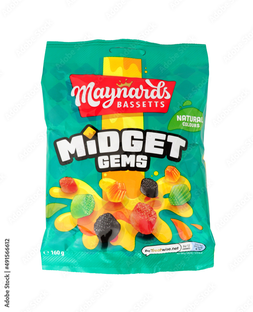 Maynards Bassetts midget gems fruit flavoured chewy gum sweets in a ...