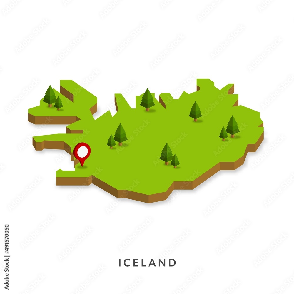 Isometric Map of Iceland. Simple 3D Map. Vector Illustration - EPS 10 ...
