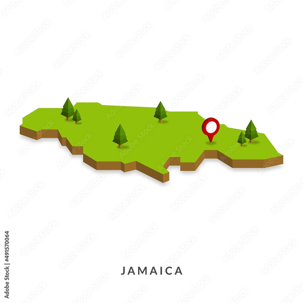 Isometric Map of Jamaica. Simple 3D Map. Vector Illustration - EPS 10 ...