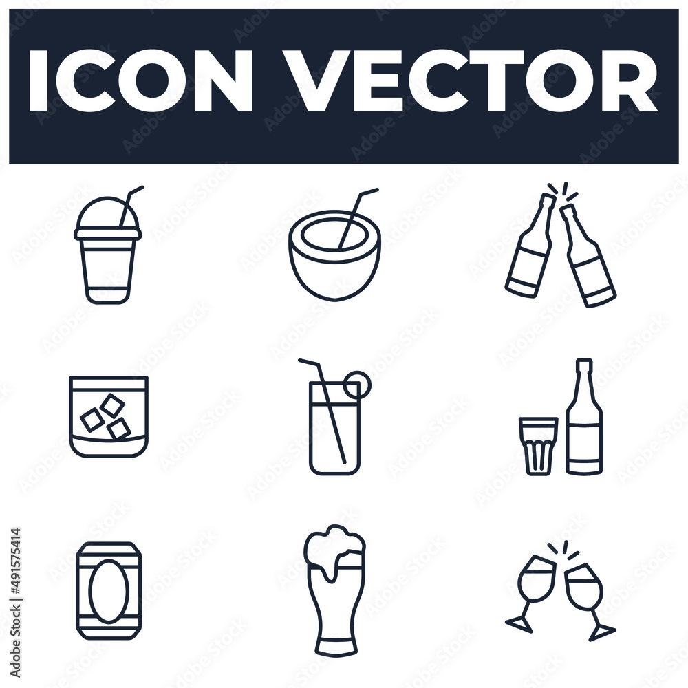 set of Alcohol and cocktails elements symbol template for graphic and ...