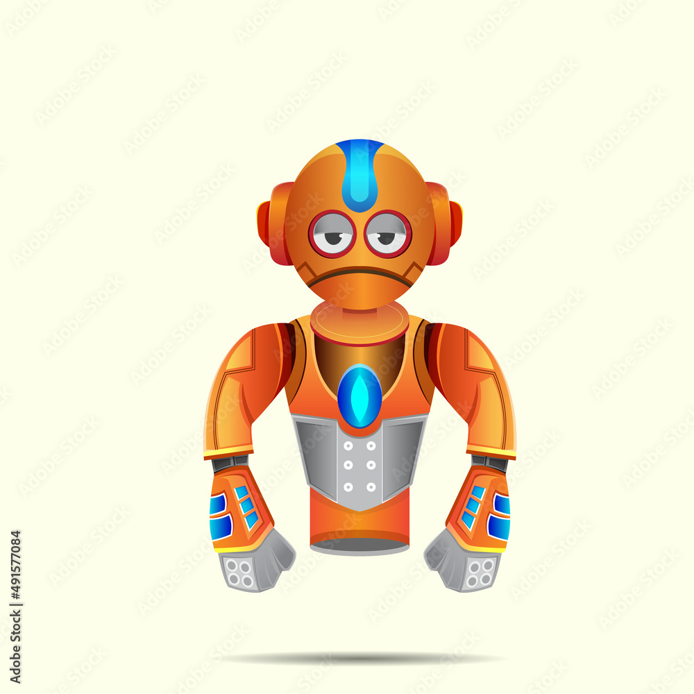 Cartoon orange Robotic Science Technology Concept Isolated futuristic ...