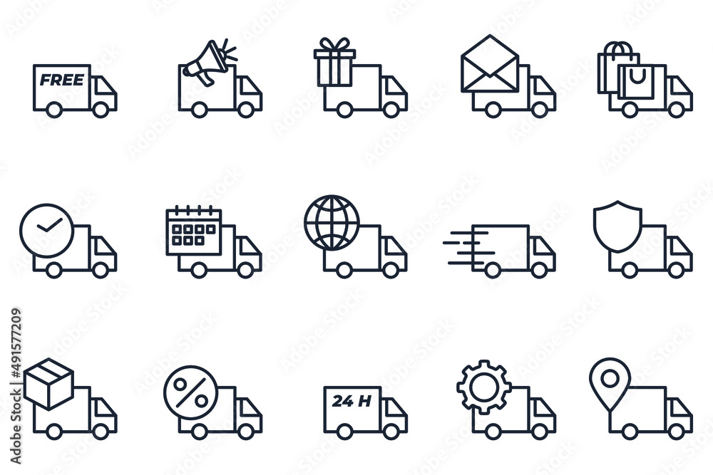 set of delivery truck elements symbol template for graphic and web ...