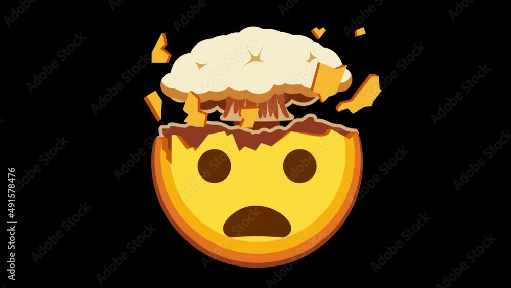 Exploding Head Animation. Emoticon sign. Emoji button. Looped with ...
