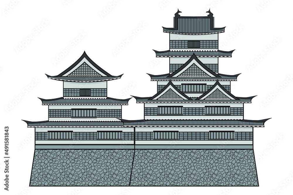 Line art vector of Japan castle symbols of Japan Stock Vector | Adobe Stock