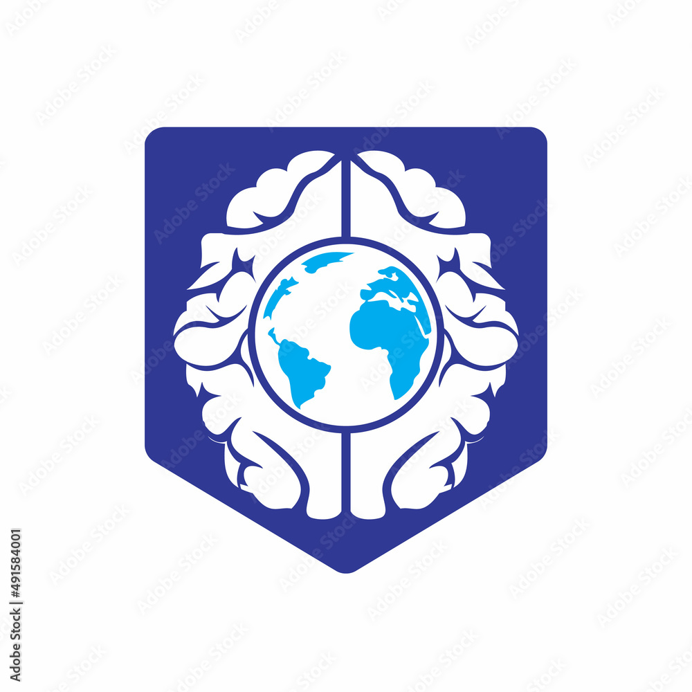 World brain vector logo template. Smart world logo symbol design. Stock ...