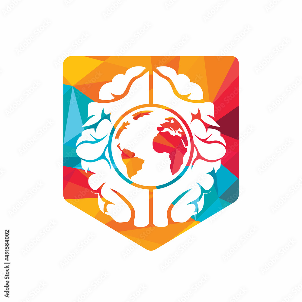 World brain vector logo template. Smart world logo symbol design. Stock ...