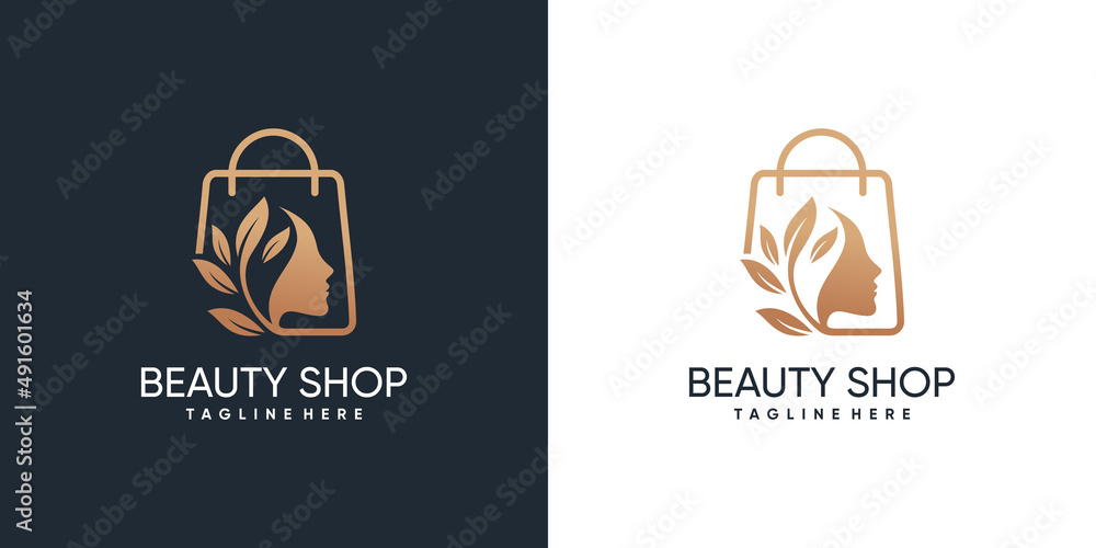 Beauty shop logo template with creative style Premium Vector Stock ...