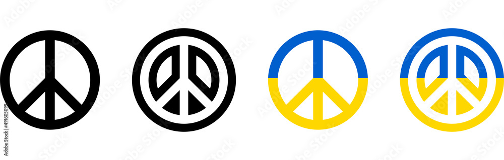 Peace symbol. Ukraine peace symbol. Stop war in Ukraine. Peace sign in ...