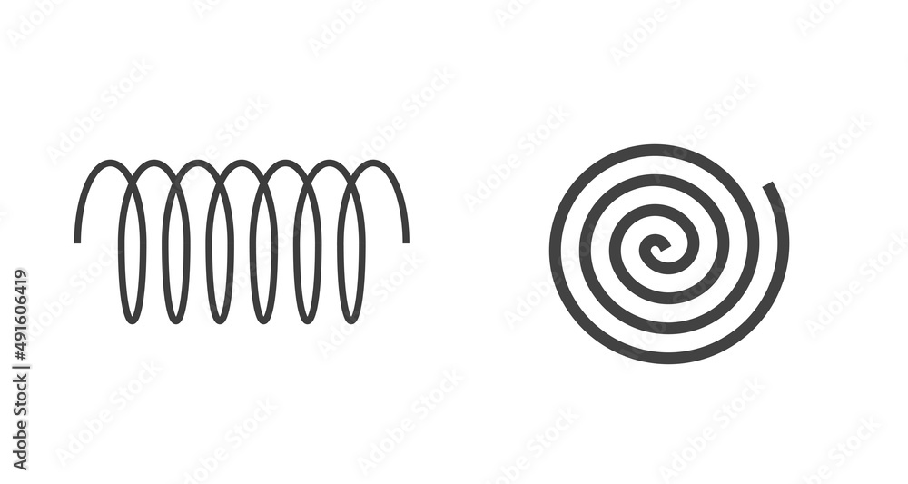 Spiral line vector element or spring swirl shape as circle wire snail ...