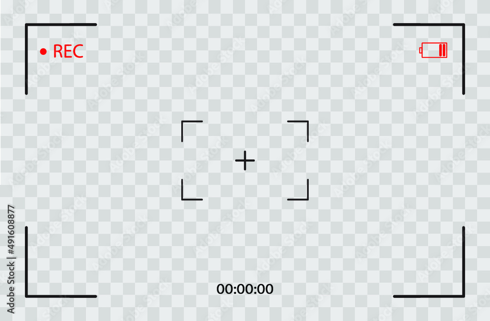 Vector Camera frame viewfinder. Focusing screen of the camera. VCR ...