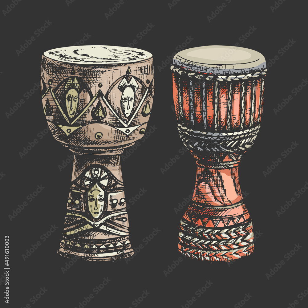 95_djembe_African djembe drum isolated on white background, ethnic ...