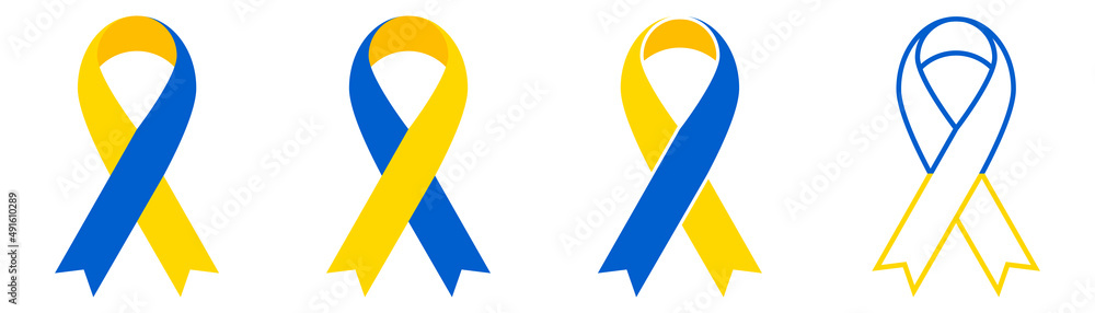 Ukraine ribbon. Peace ribbon in Ukrainian flag. Blue and yellow ribbon ...