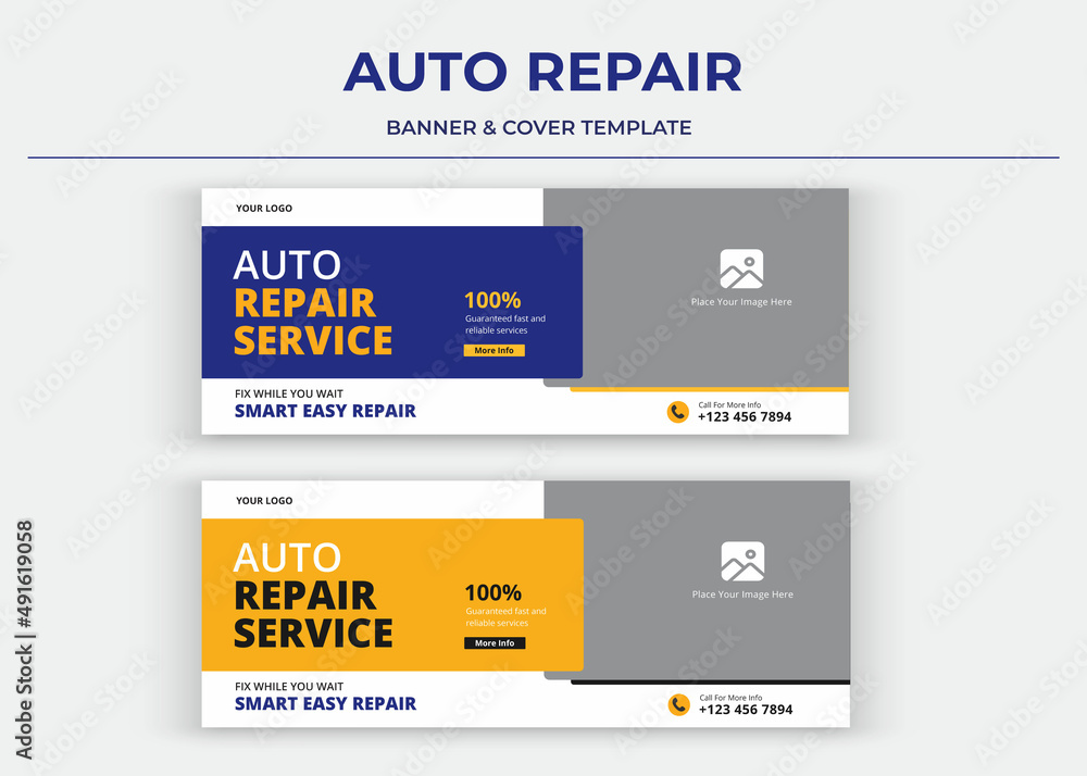 Auto repair service Banner, Auto repair social media cover, banner ...
