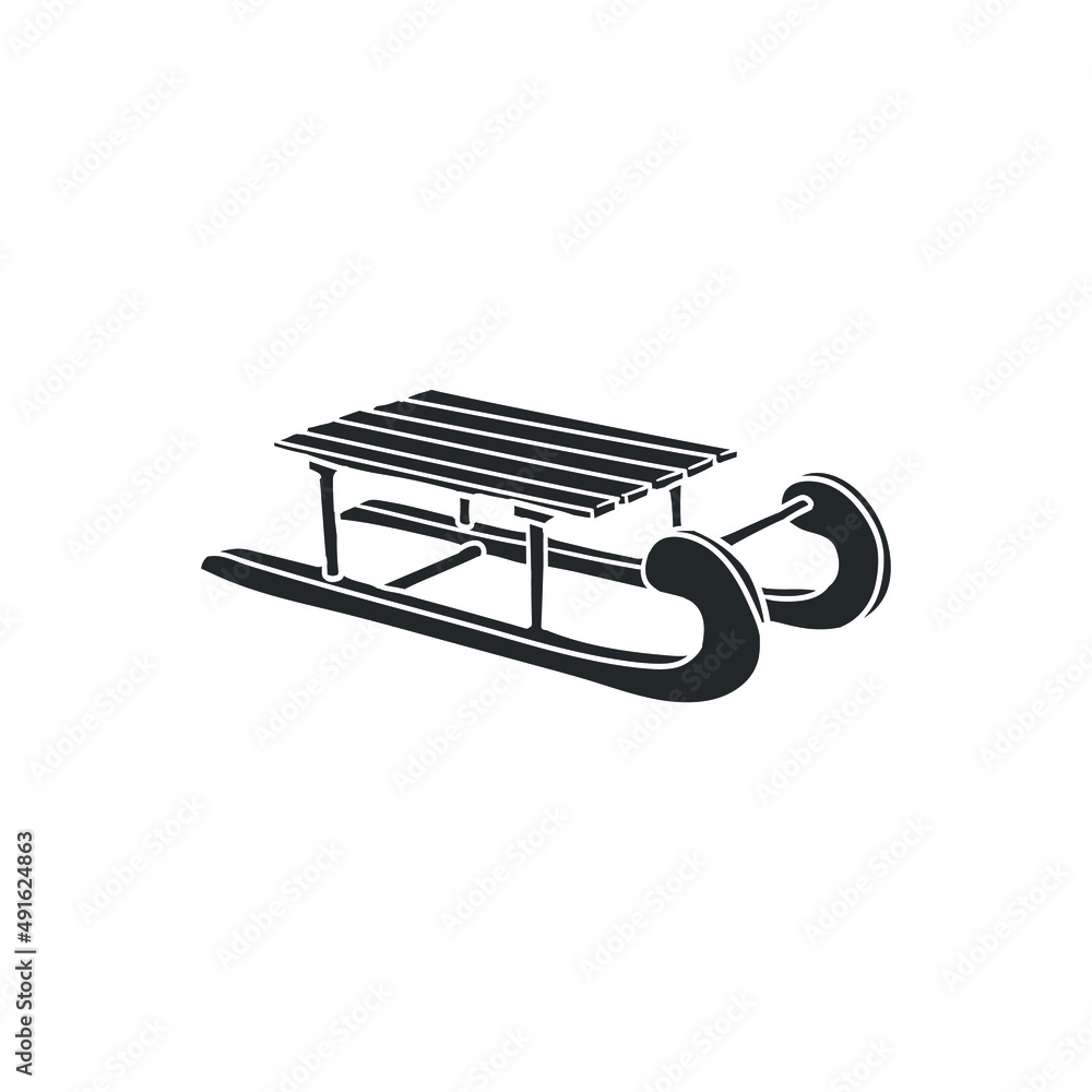 Sled Icon Silhouette Illustration. Snow Transport Sport Vector Graphic ...