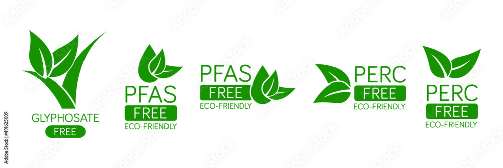 Vecteur Stock pfas free, pfas free, perchloroethylene free, per-and ...