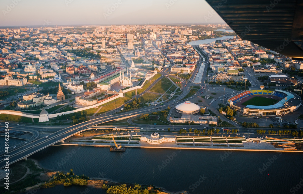 Panoramic summer shot from above of Kazan Kremlin. Tatarstan, Russia ...
