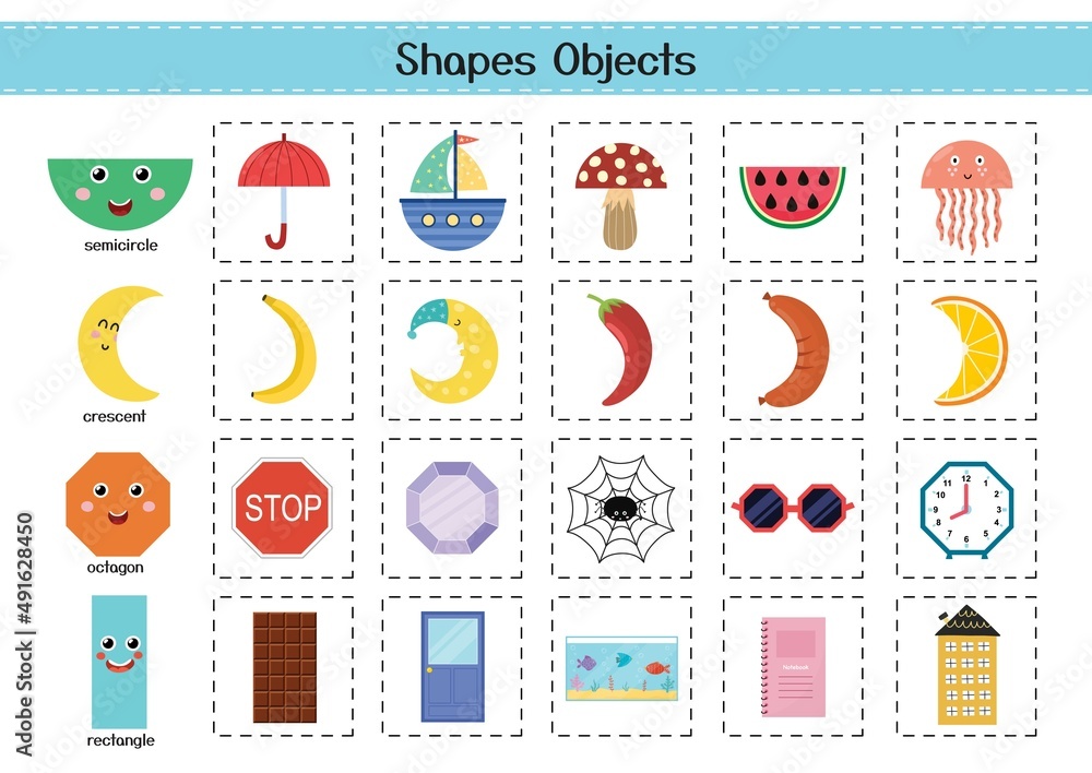 Shapes objects set for kids. Basic geometric shapes elements collection ...
