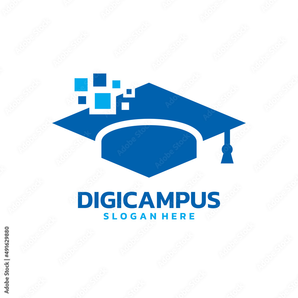 Digital campus logo vector. Technology-based college logo template ...