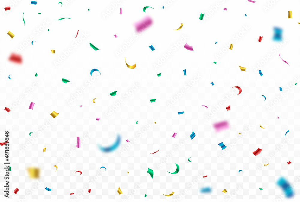 Colorful shiny confetti falling isolated on transparent background ...