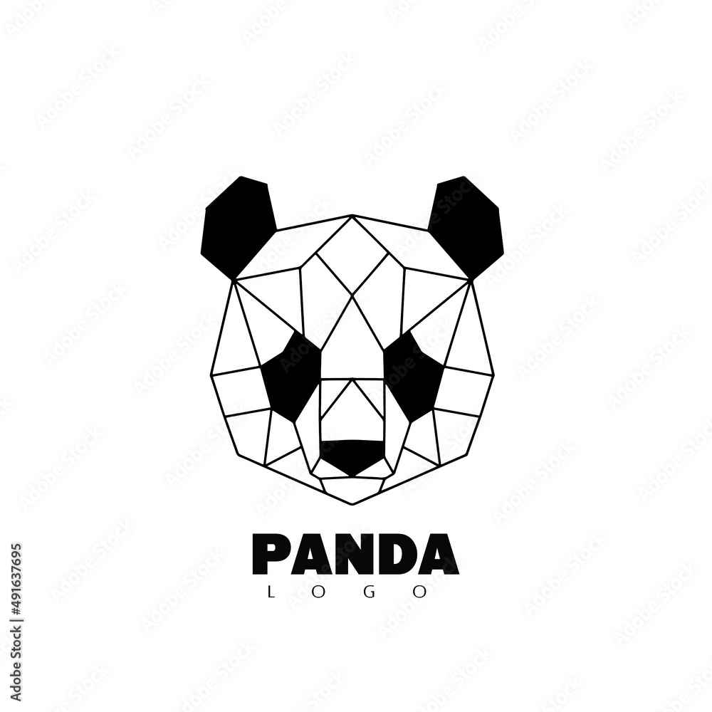 Geometric Line Art Style of Panda logo design vector illustration Stock ...
