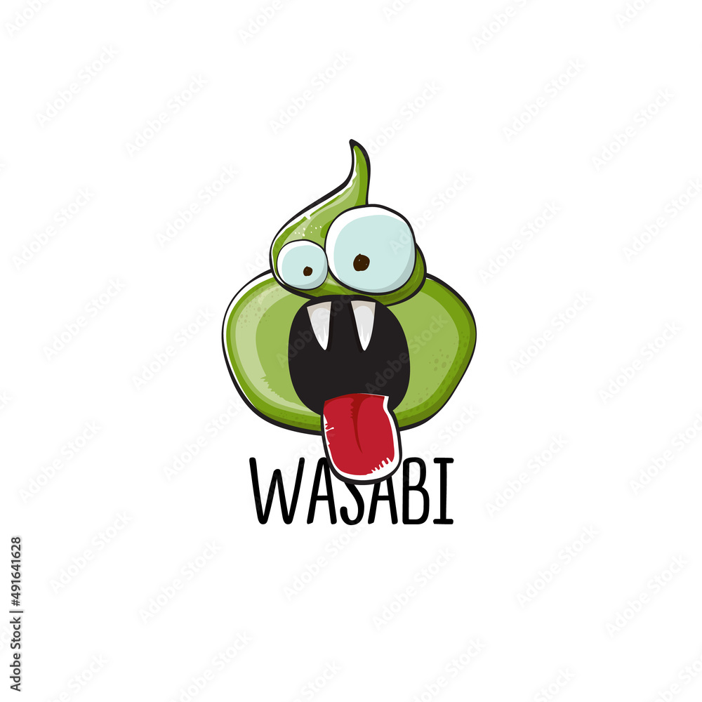 cartoon wasabi smiling character isolated on white background. green ...