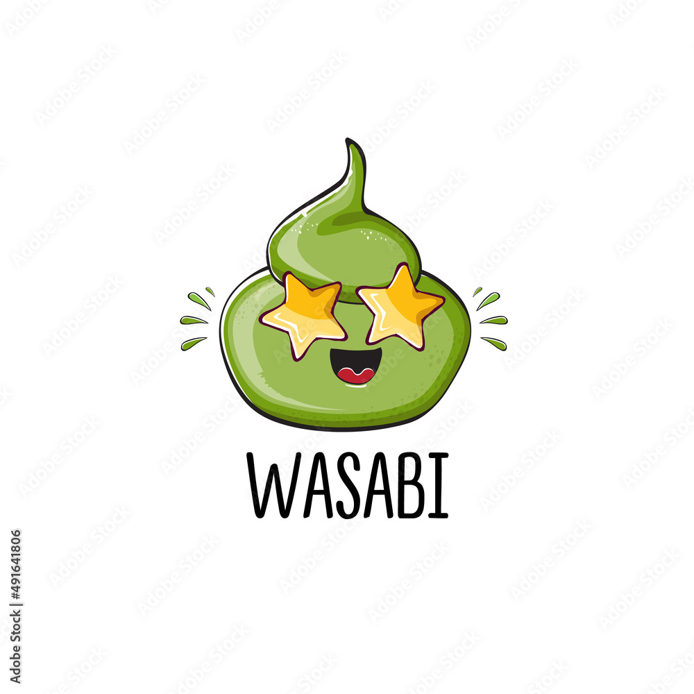cartoon wasabi smiling character isolated on white background. green ...