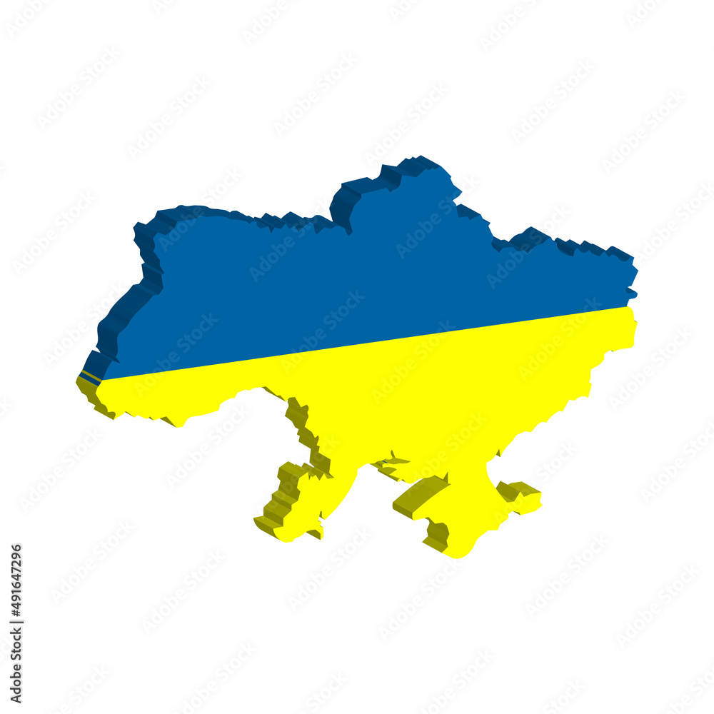 3d Ukraine map and flag. Vector 3d illustration map of Ukraine with ...